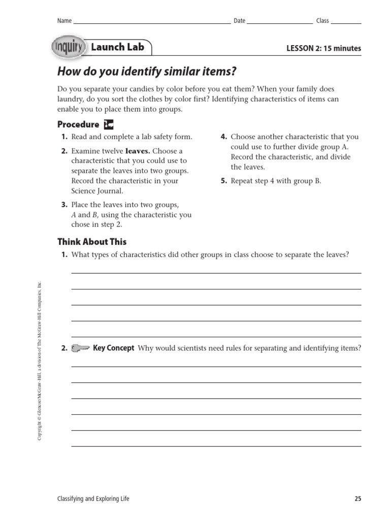 Launch Lab - Classifying and Exploring Life | PDF