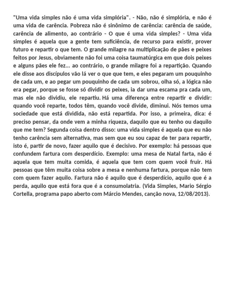 Vida Simples: Repartir é Fartura | PDF
