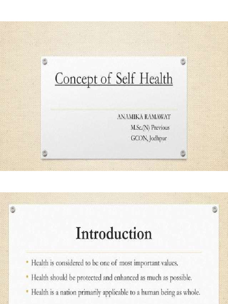 Concept of Self Health | PDF