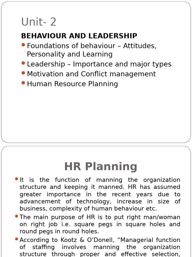 UNIT-2 | PDF | Human Resource Management | Attitude (Psychology)