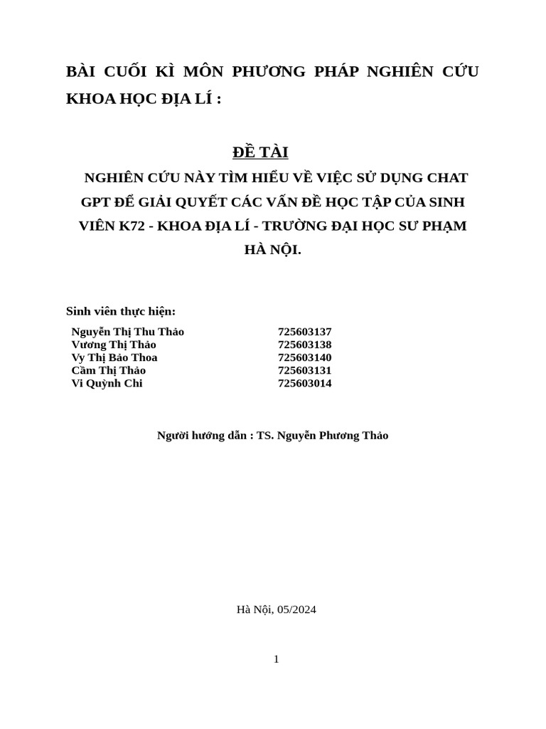 BÀI CUỐI KÌ PPNCKH K72 - NHÓM 7 | PDF