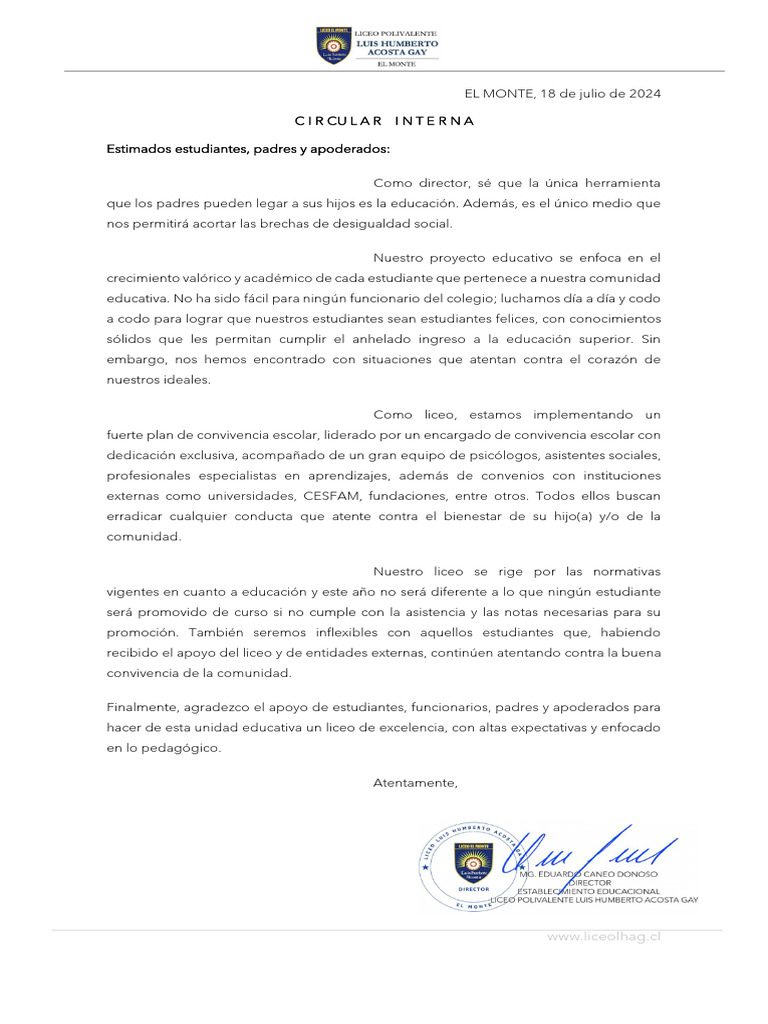 Circular Interna | PDF