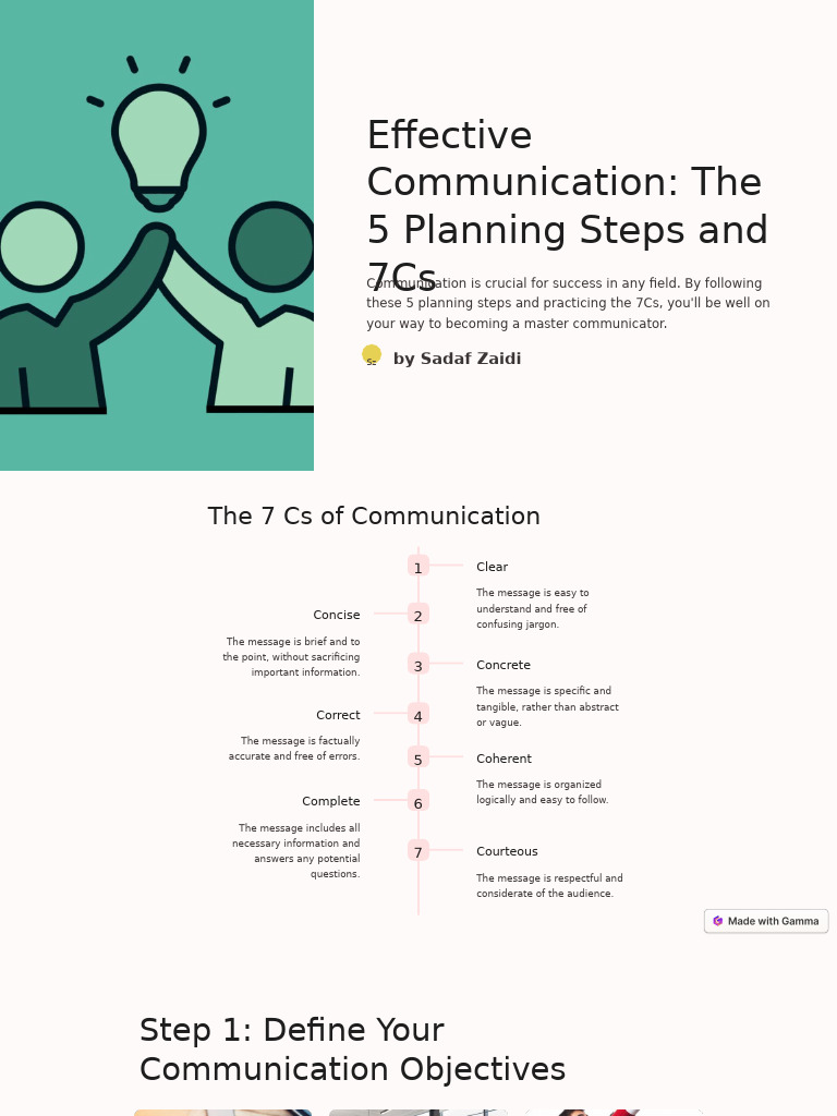 2 Effective Communication The 5 Planning Steps and 7Cs | PDF | Communication | Information