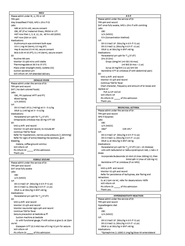 PEDIA-NOTES-PRINT | PDF | Medicine | Drugs
