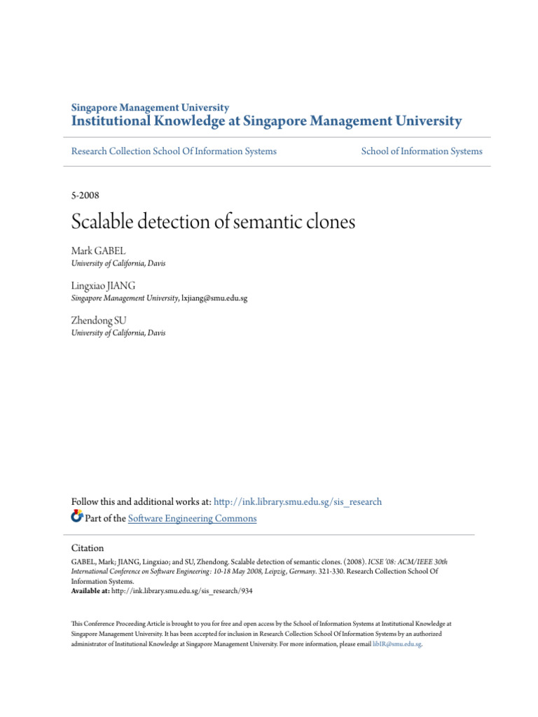 Scalable detection of semantic clones | PDF | Computer Programming | Software Engineering