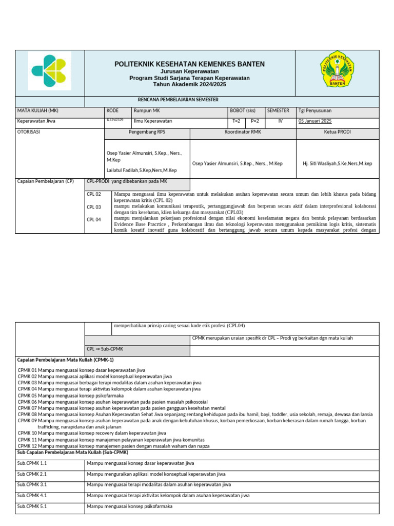 RPS K - 2023 - Kep Jiwa - STR - Ki - Rev - 2024.2025 | PDF