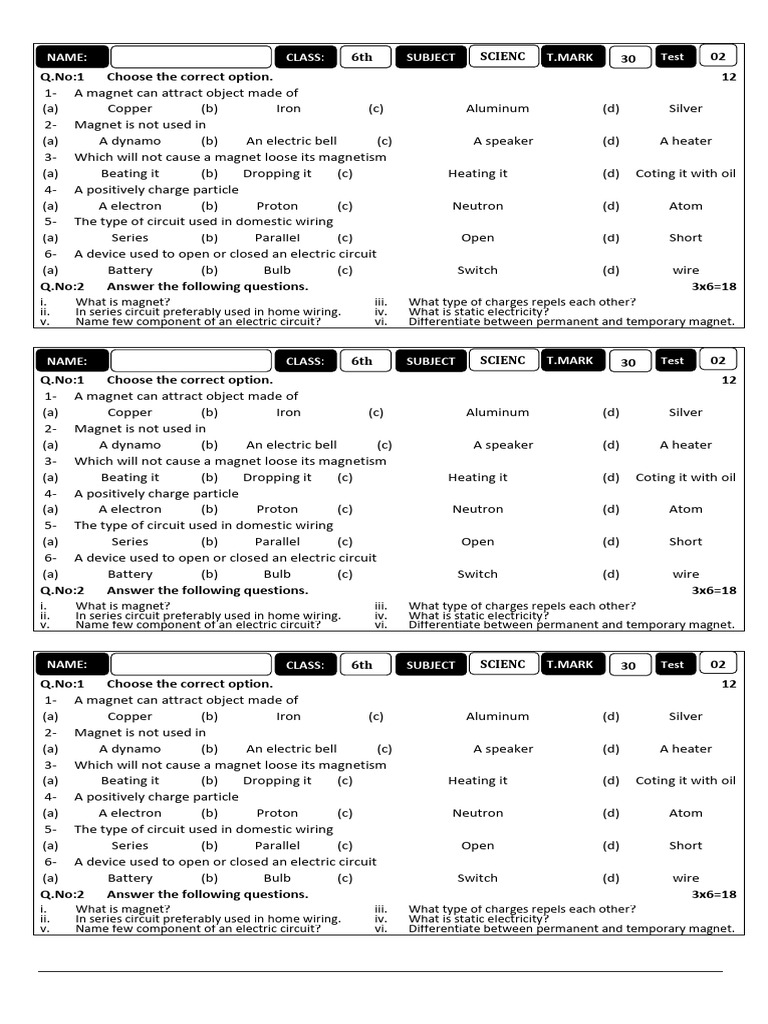 Six Science 6-T-2 | PDF | Series And Parallel Circuits | Atoms