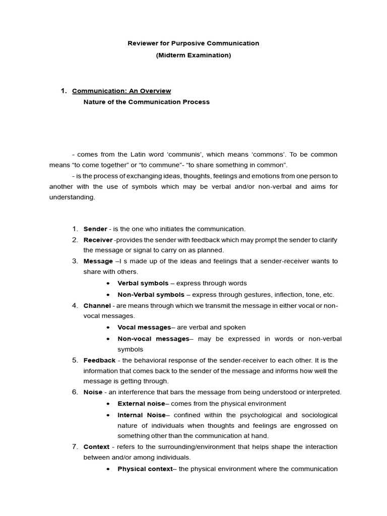 Reviewer For Purposive Communication | PDF | Communication | Nonverbal ...
