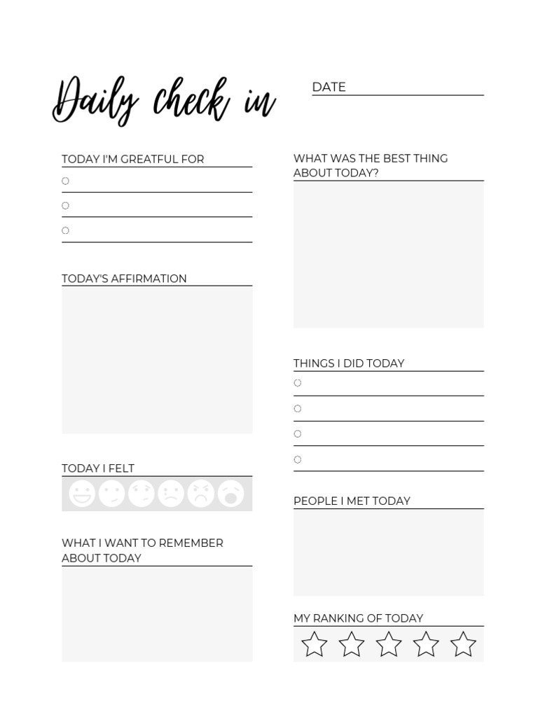 White Daily Journal Page | PDF