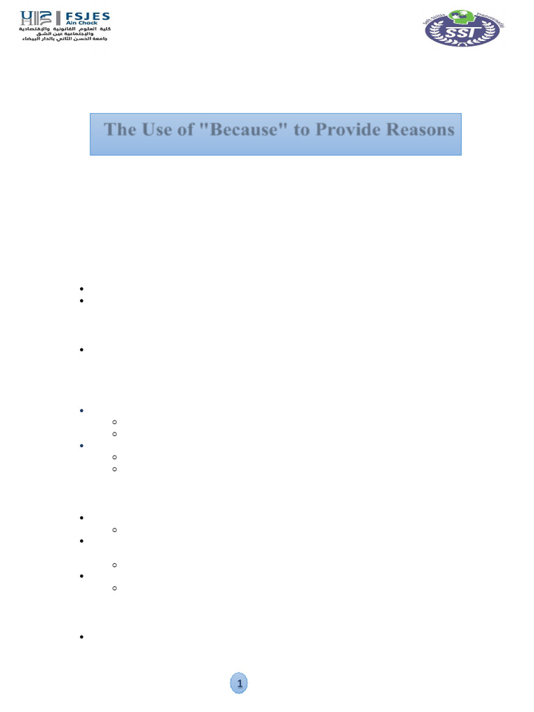 Lesson of Because+Reason and Quatifiers | PDF | Noun | Verb