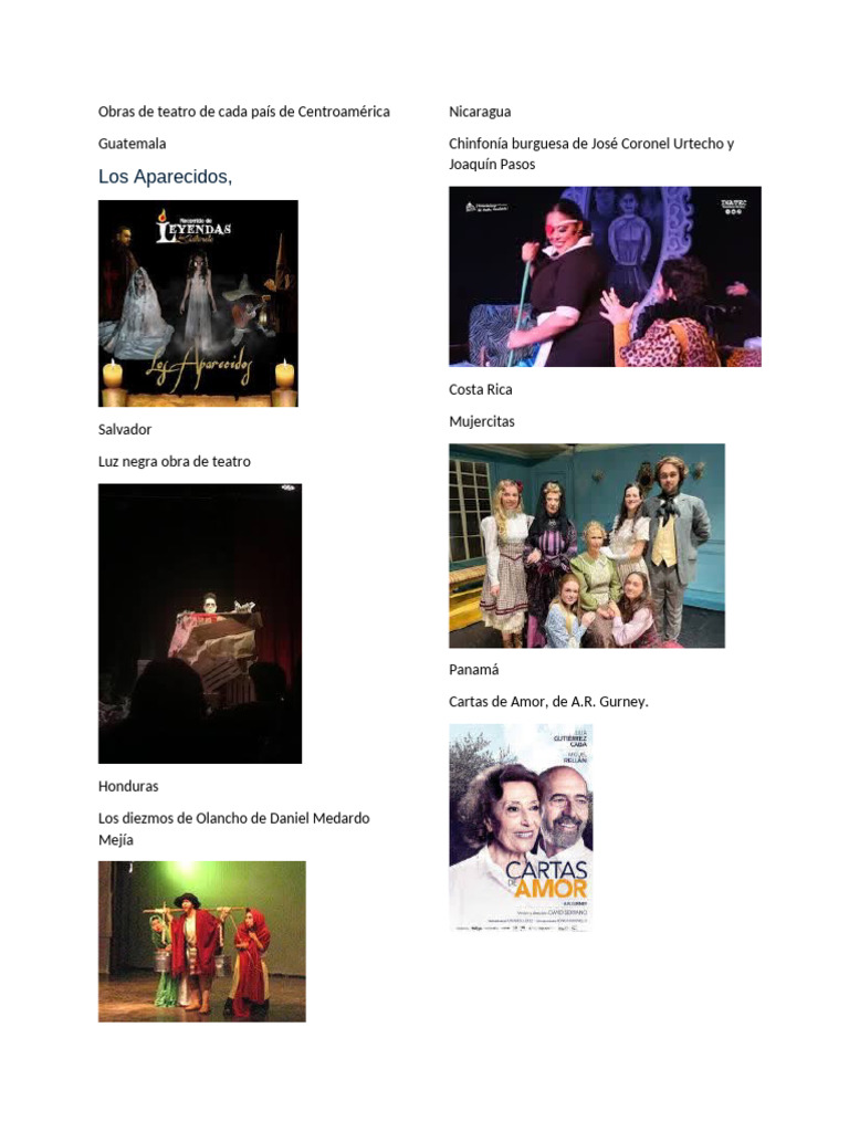 Obras de Teatro de Cada País de Centroamérica | PDF
