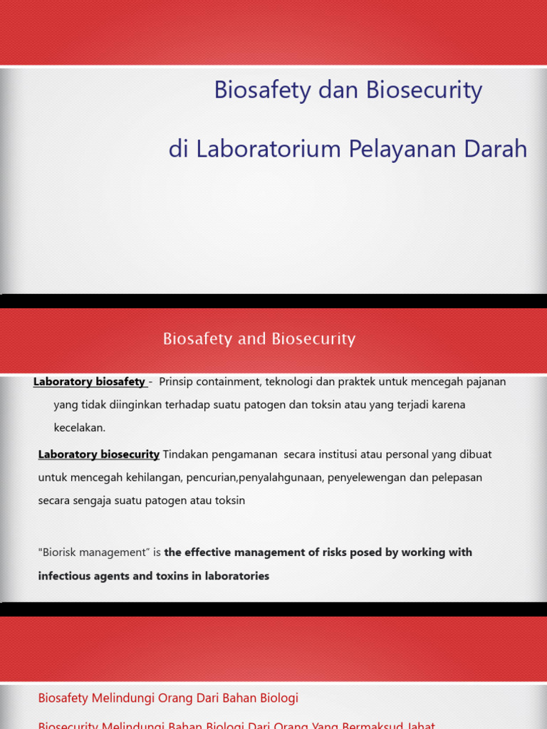 Biosafety & Biosecurity Lab Darah | PDF