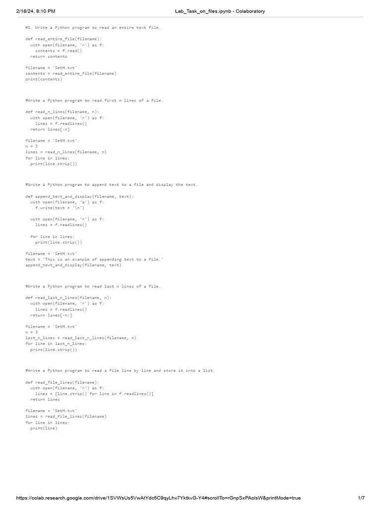 Lab Task On Files - Ipynb - Colaboratory | PDF | Filename | Text File