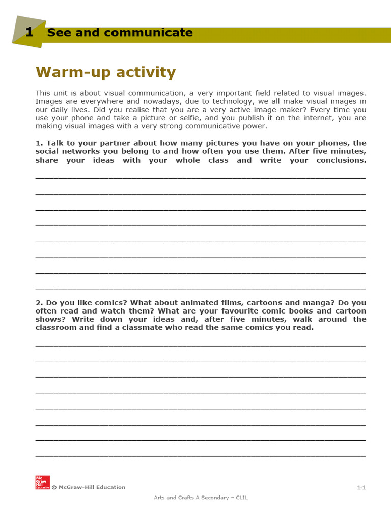 WARM UP Activities UNIT 1 | PDF | Image | Cartoon