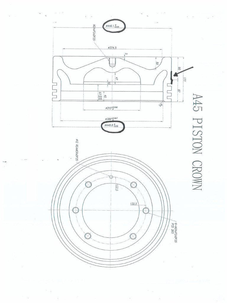 PISTON CROWN DRW WITH NOTES | PDF