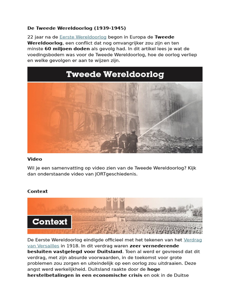 Eerste Wereldoorlog: de Tweede Wereldoorlog (1939-1945) Tweede ...