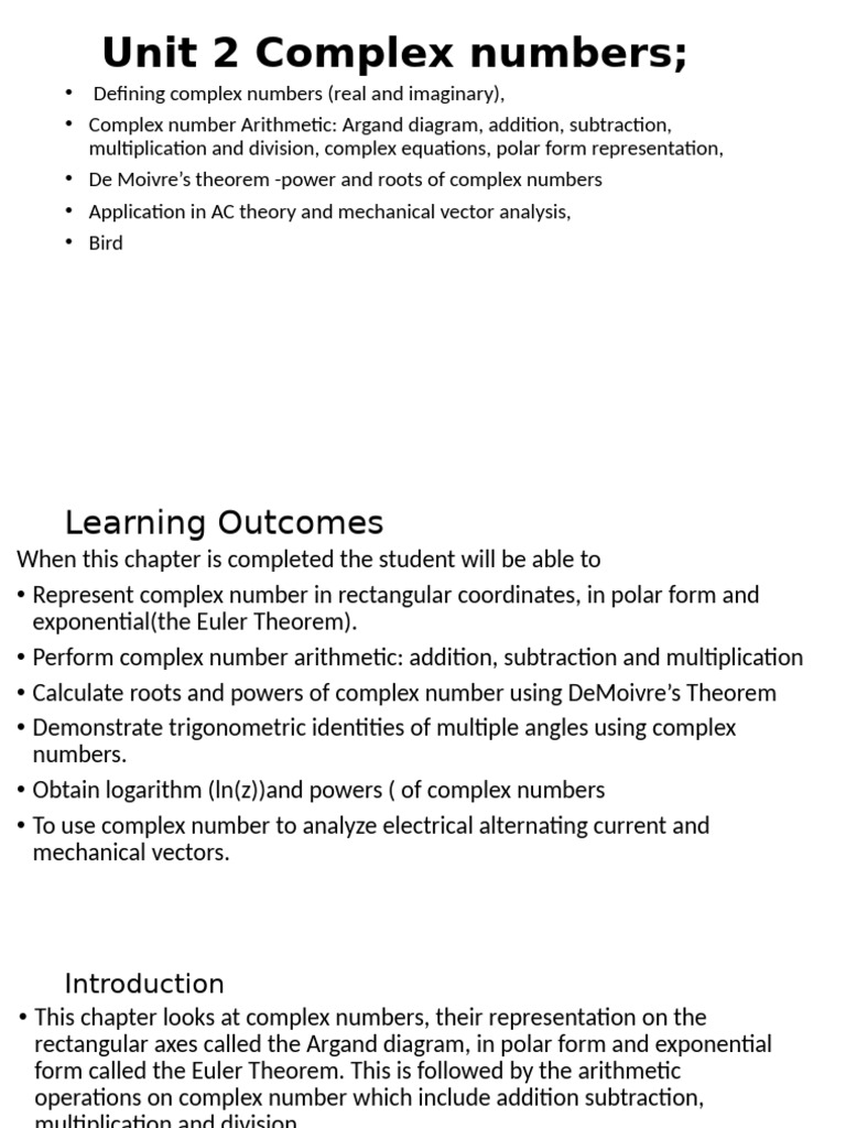 Unit 2 Complex Numbers | PDF | Electrical Impedance | Complex Number