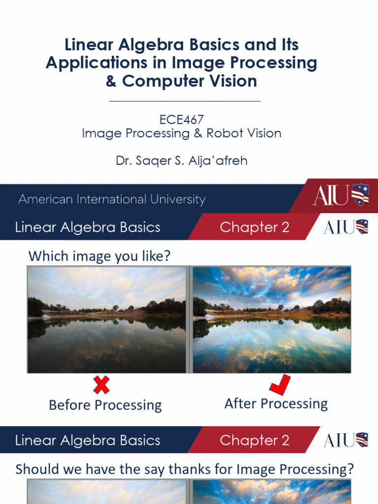Chapter 2 Part 1 Linear Algebra Basics and Its Applications in Image ...