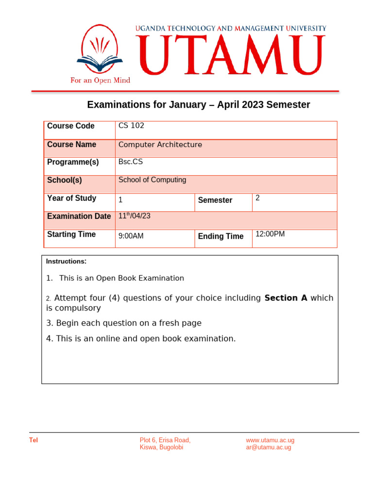 Computer Architecture Online Exam JAN 23 | PDF | Computer Engineering | Computer Architecture