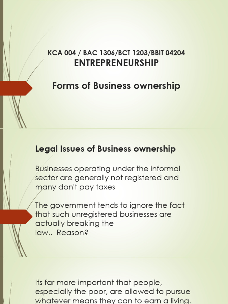 Session 2 - Forms of Business Ownership | PDF | Partnership | Sole ...