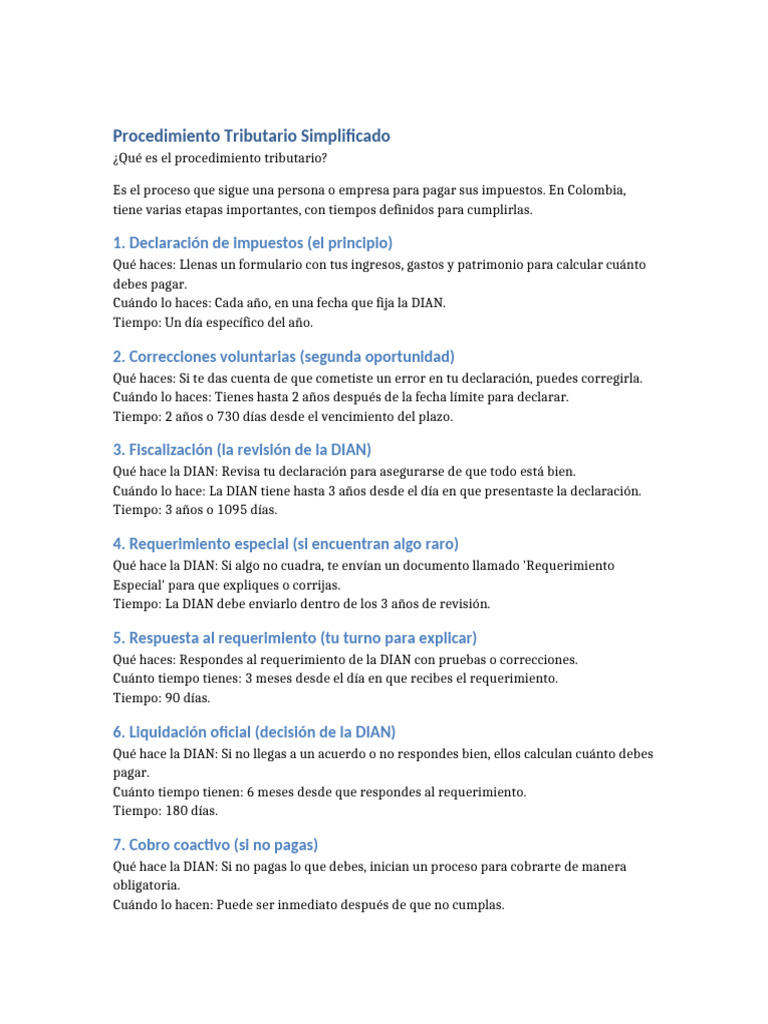 Procedimiento Tributario Simplificado | PDF | Impuestos
