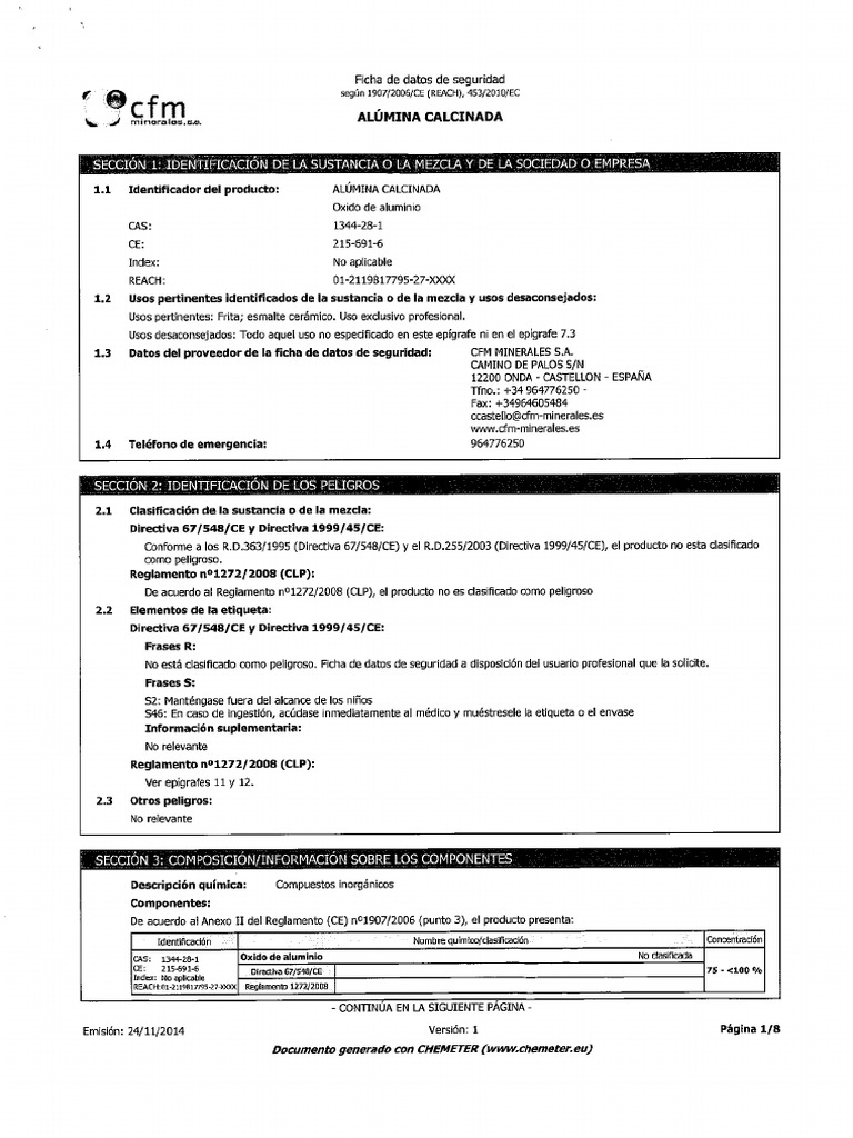 R-00630 FDS Alúmina Calcinada | PDF