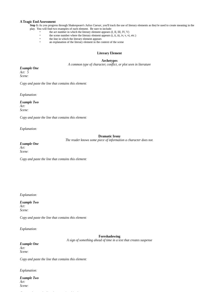 A Tragic End Assess Rubric | PDF | Archetype