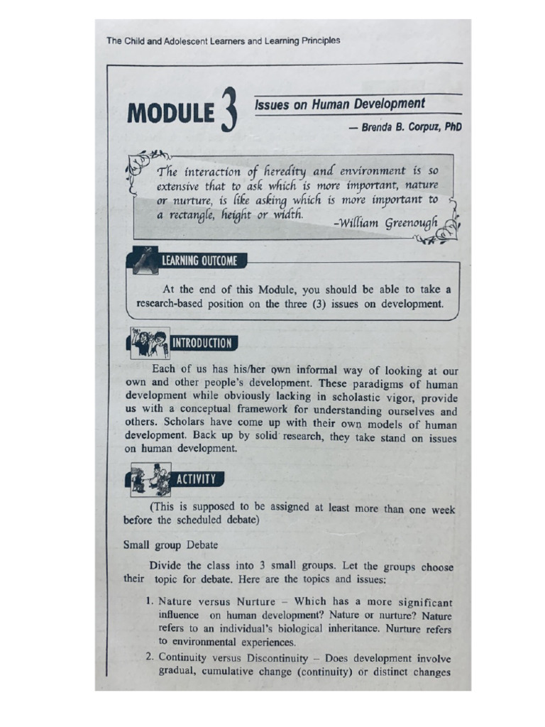 Module 3 CHILD AND ADOLESCENT LEARNERS | PDF