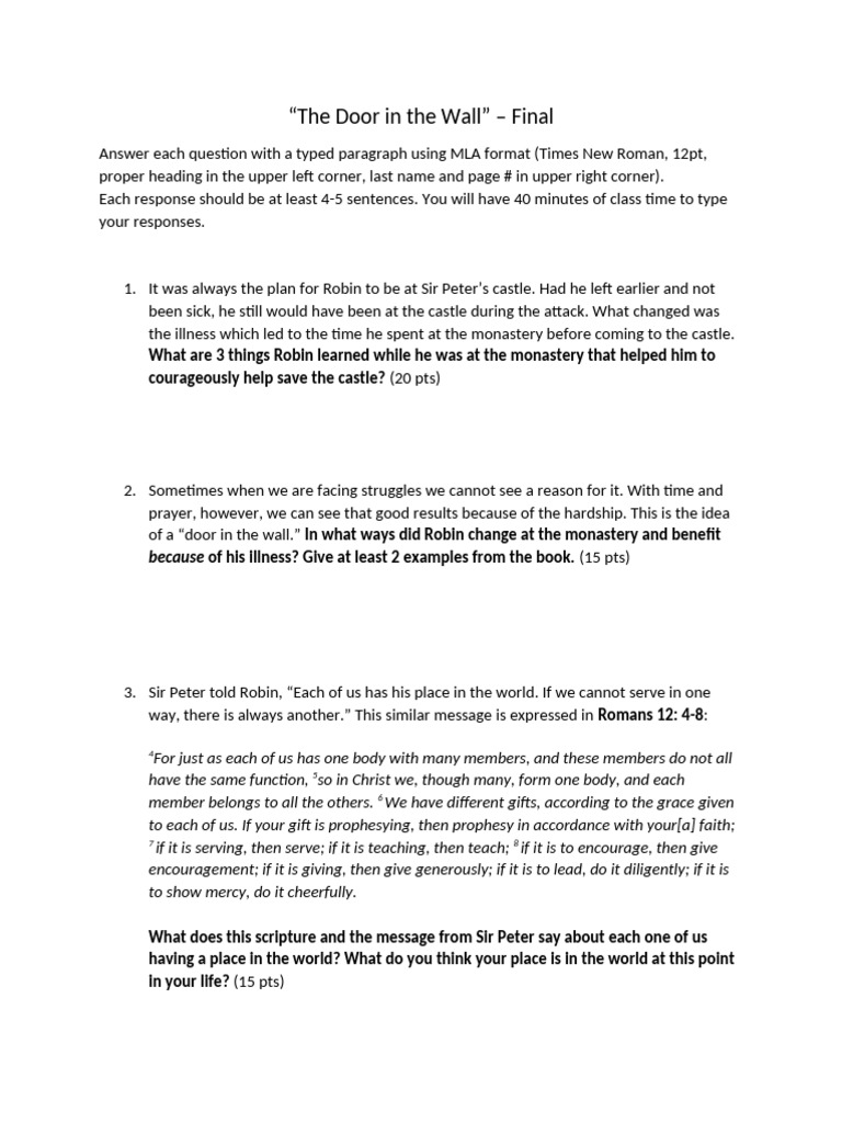 "Analyzing 'The Door in the Wall'" | PDF