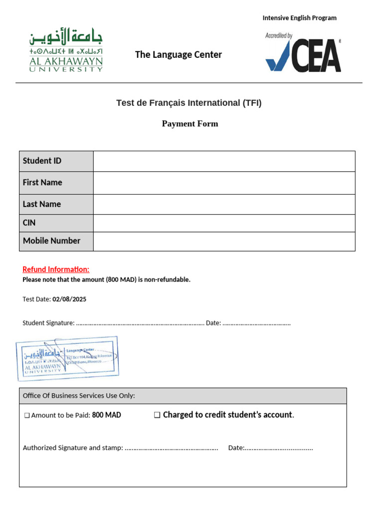 TFI Payment Form | PDF