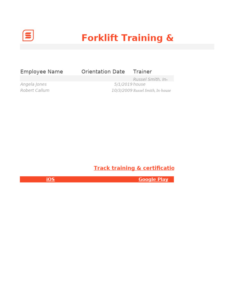 Forklift Training Certification Matrix | PDF