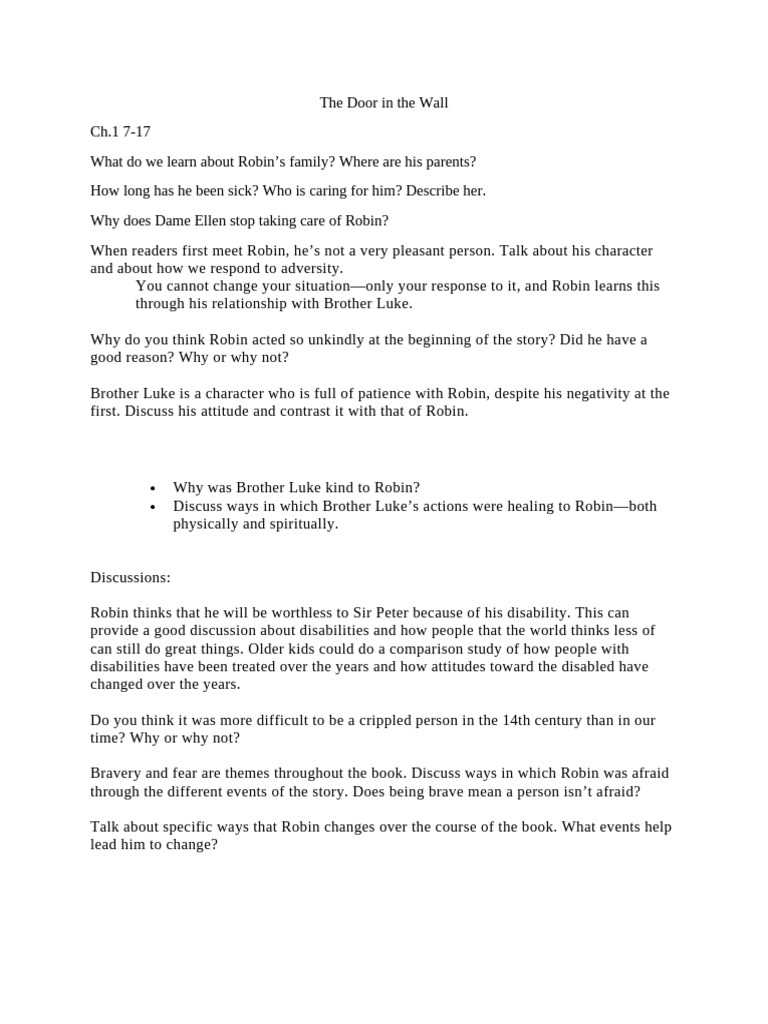 Door in The Wall - Discussion Questions | PDF