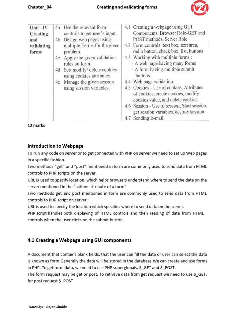 220245-MSBTE-22619-PHP(Unit 4) | PDF | Http Cookie | Networking