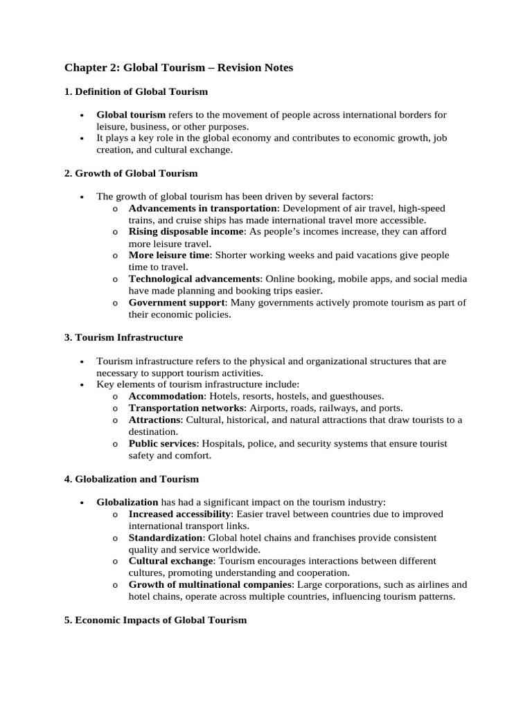 Global Tourism Overview and Impacts | PDF | Tourism | Sustainability