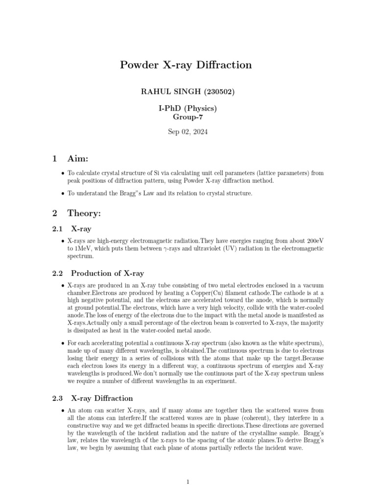 Xrd | PDF | Electron | Electromagnetic Spectrum