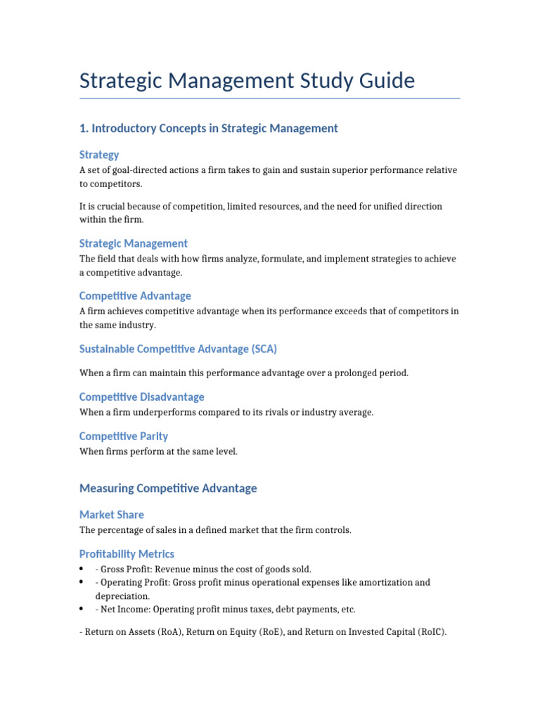 Strategic_Management_Study_Guide | PDF | Strategic Management | Innovation