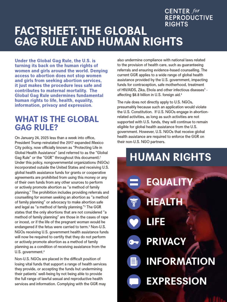 Global Gag Rule Fact Sheet 1-27-25 | PDF | Mexico City Policy | Abortion