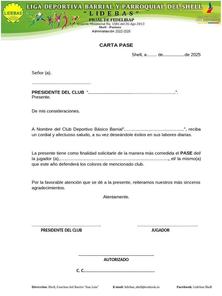 Documentacion (Pase, Autorizacion y Solicitud) | PDF