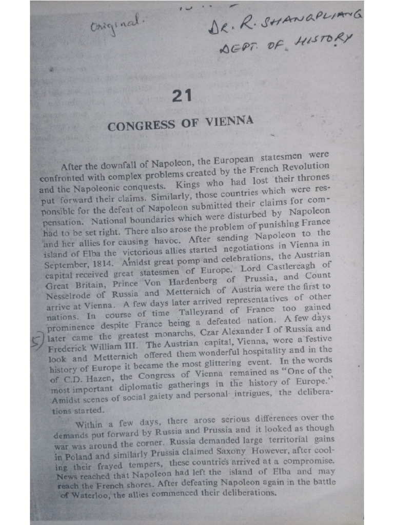 Congress of Vienna | PDF