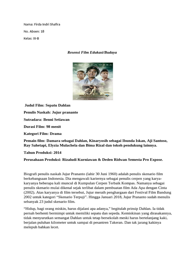 resensi film sepatu dahlan | PDF