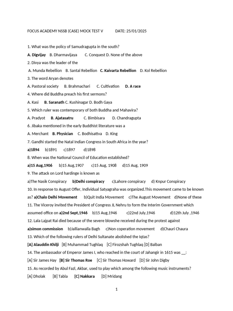 NSSB 2025 Mock Test Questions | PDF | Government Budget Balance | Debt