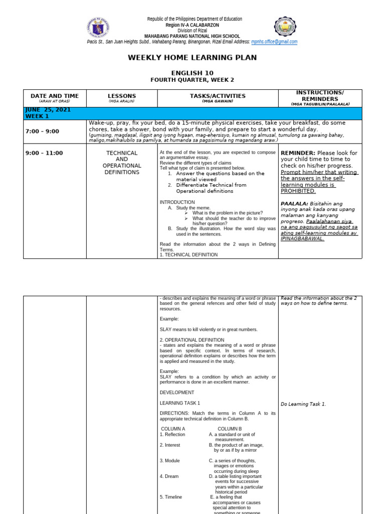 WHLP-Q4-ENGLISH-10-week-2 | PDF | Adolescence | Body Image