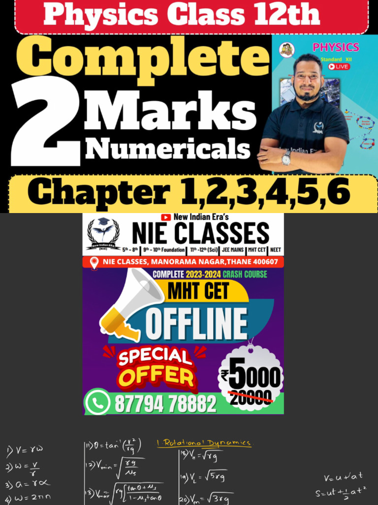 Chapter 1,2,3,4,5,6 PYQ's Physics Class 12th Restart Batch | PDF