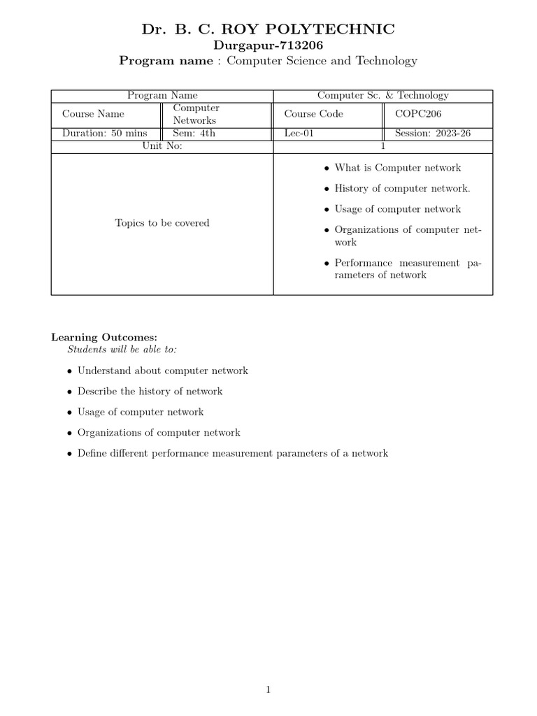COPC206NOTE_01(2) | PDF | Computer Network | Communication