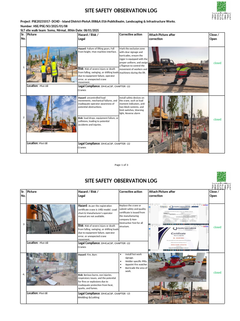 20250108_PSE - DCH Plot 08 and 16_Site Observation report-converted | PDF | Crane (Machine ...
