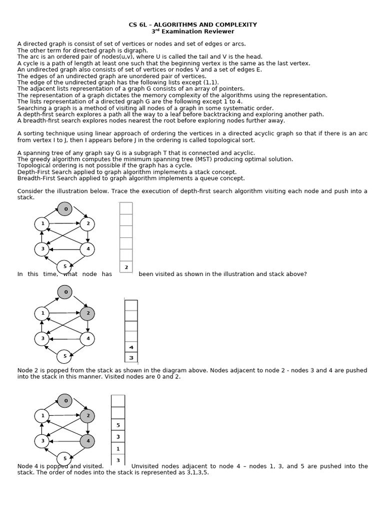 CS 6L Third Exam Reviewer | PDF | Vertex (Graph Theory) | Combinatorics