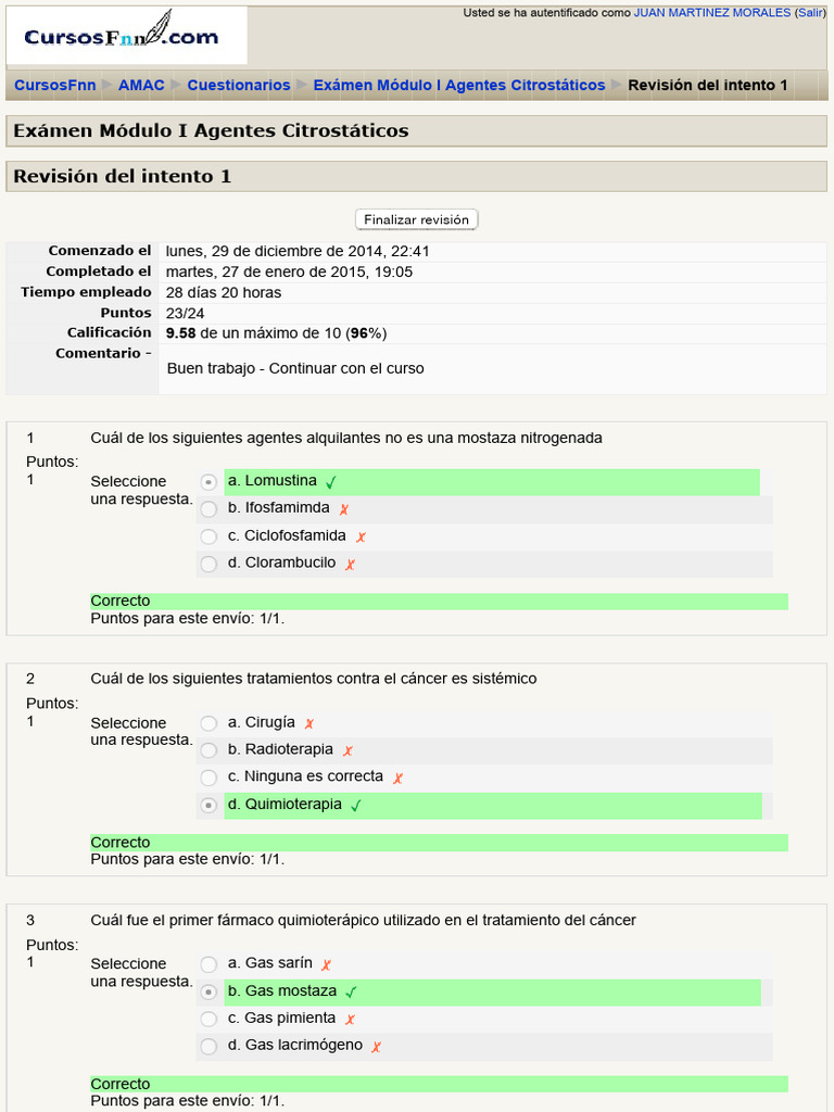 Examen M1 curso FNN citostáticos | PDF | Quimioterapia | Tratamientos médicos