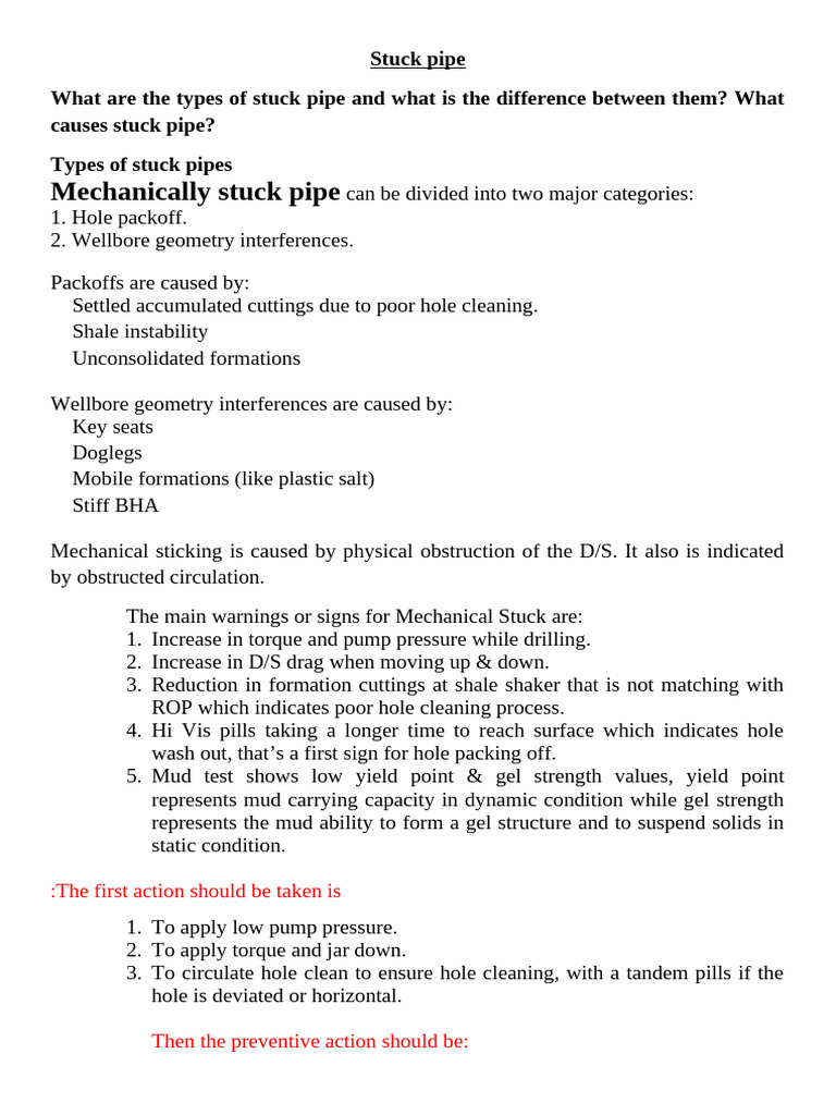 Stuck pipe | PDF | Pump | Pipe (Fluid Conveyance)