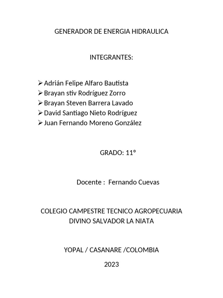 Generador de Energia Hidraulica 11 | PDF