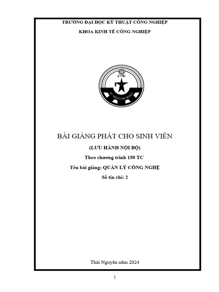 Bai Giang Quan Ly Cong Nghe 2024 | PDF